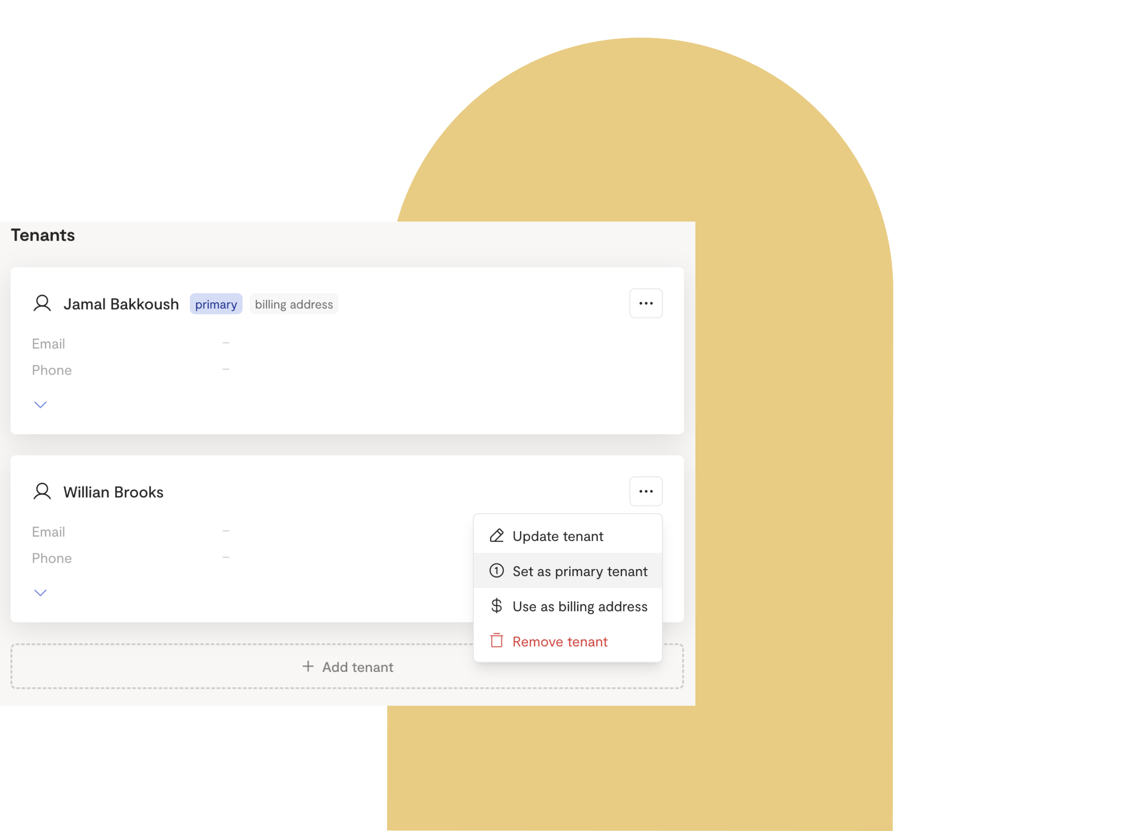 Set a primary tenant – Help Centre
