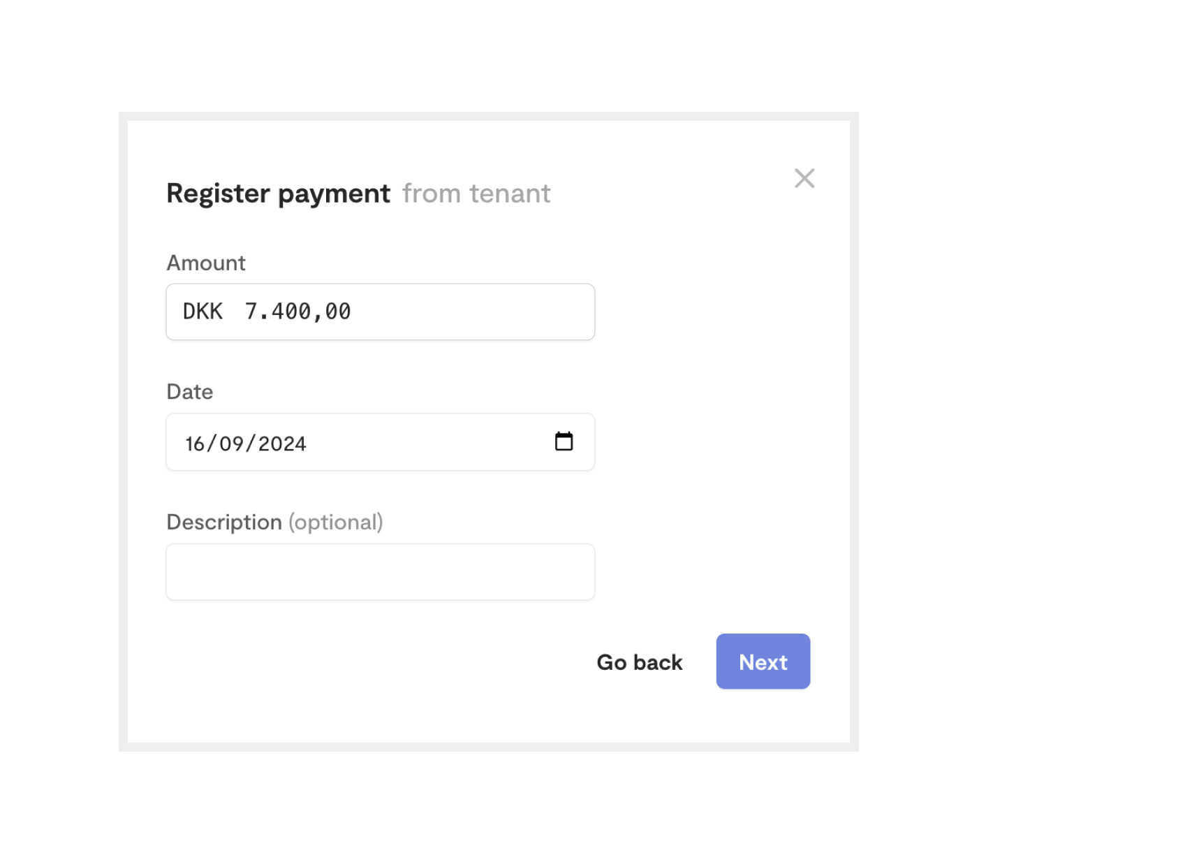 Register a payment from your tenant – Help Centre